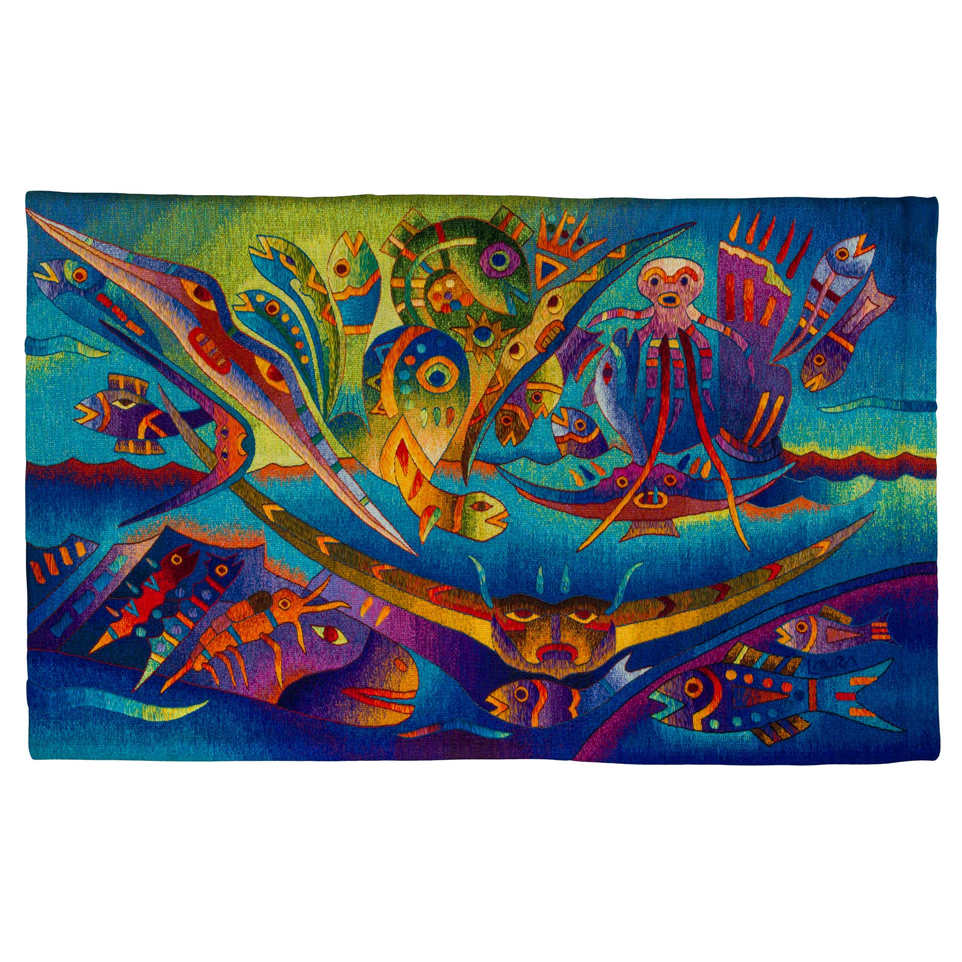 Tapestry "Five Manta Ray Fish" - Size 39 x 62"
